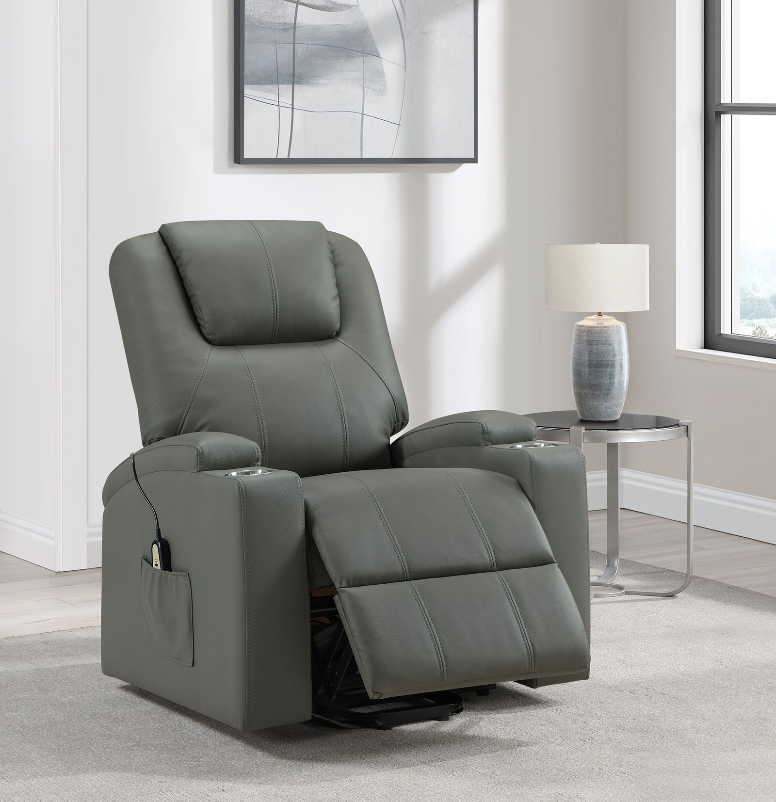 Armstrong Upholstered Power Lift Massage Recliner Grey – Royal Home Center
