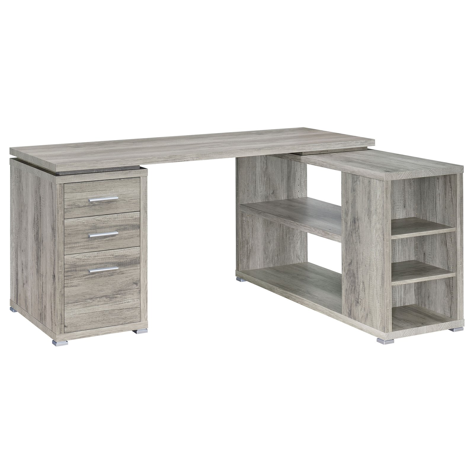 Yvette 60-inch 3-drawer L-Shape Computer Desk Grey Driftwood – Royal ...